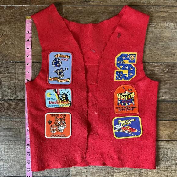 Shirts & Tops | Vintage Red Felt Vest With Patches Boy Scouts North ...
